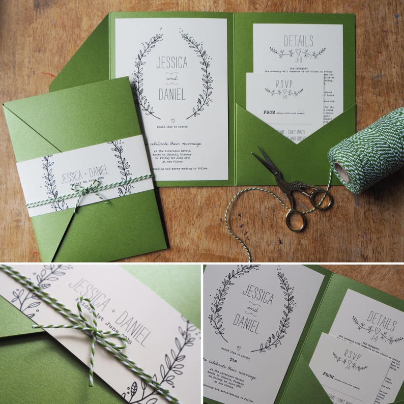 Pocketfold Wedding Invitation - Etsy UK