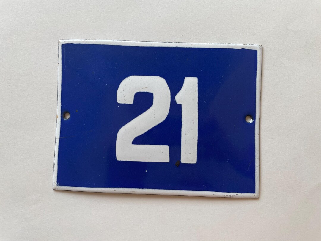 Vintage Enamel Porcelain House Number 21 Door Sign - Etsy