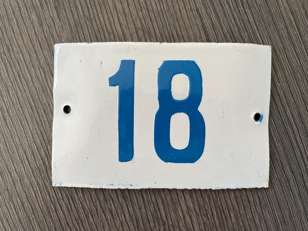 Vintage Enamel Porcelain House Number 18 Door Sign - Etsy