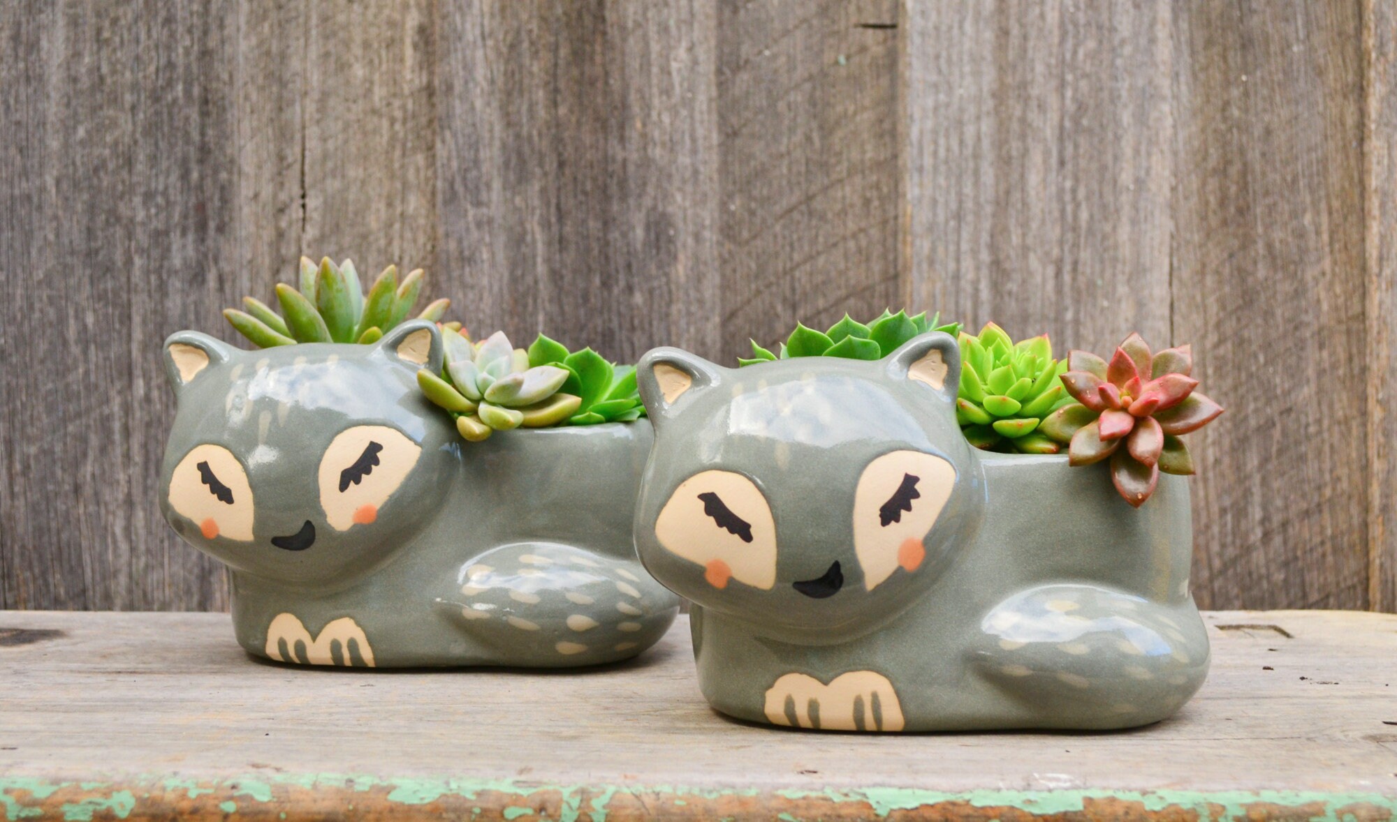 Ceramic Earthenware Grey 'simba' Cat Planter | Etsy