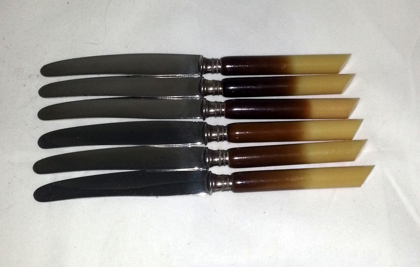 Mottled Bakelite Knifes and Stand in Brown and Light Yellow by - Etsy