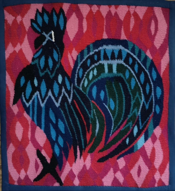 Wonderful Well Done Rooster Handwoven Wall Hanging in Flemish | Etsy