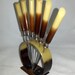 Mottled Bakelite Knifes and Stand in Brown and Light Yellow by - Etsy