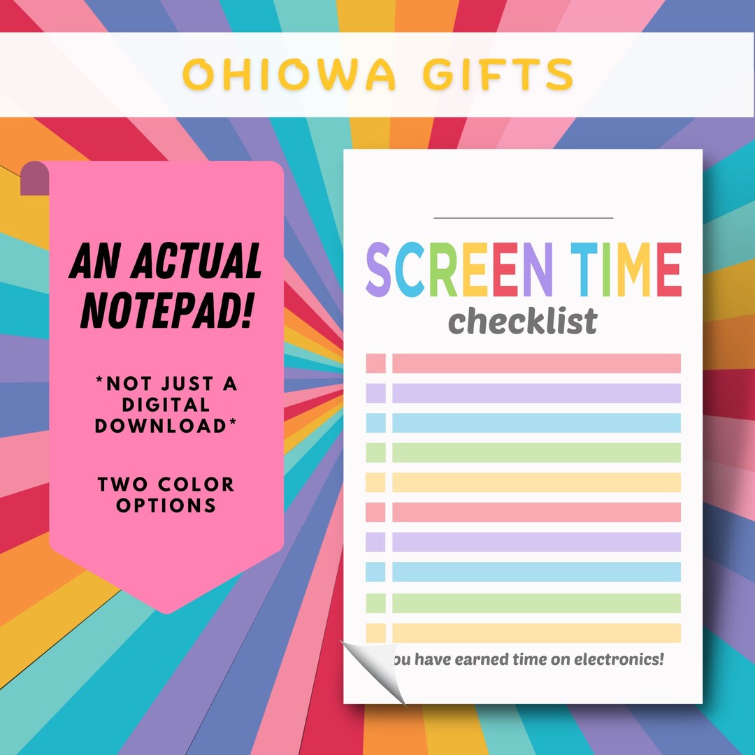 Screen Time Checklist Pad a Physical Notepad - Etsy