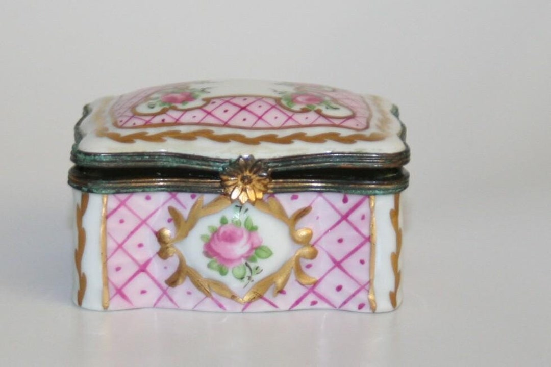 Vintage Limoges Singer France Porcelain Trinket Lidded Jewelry Box ...