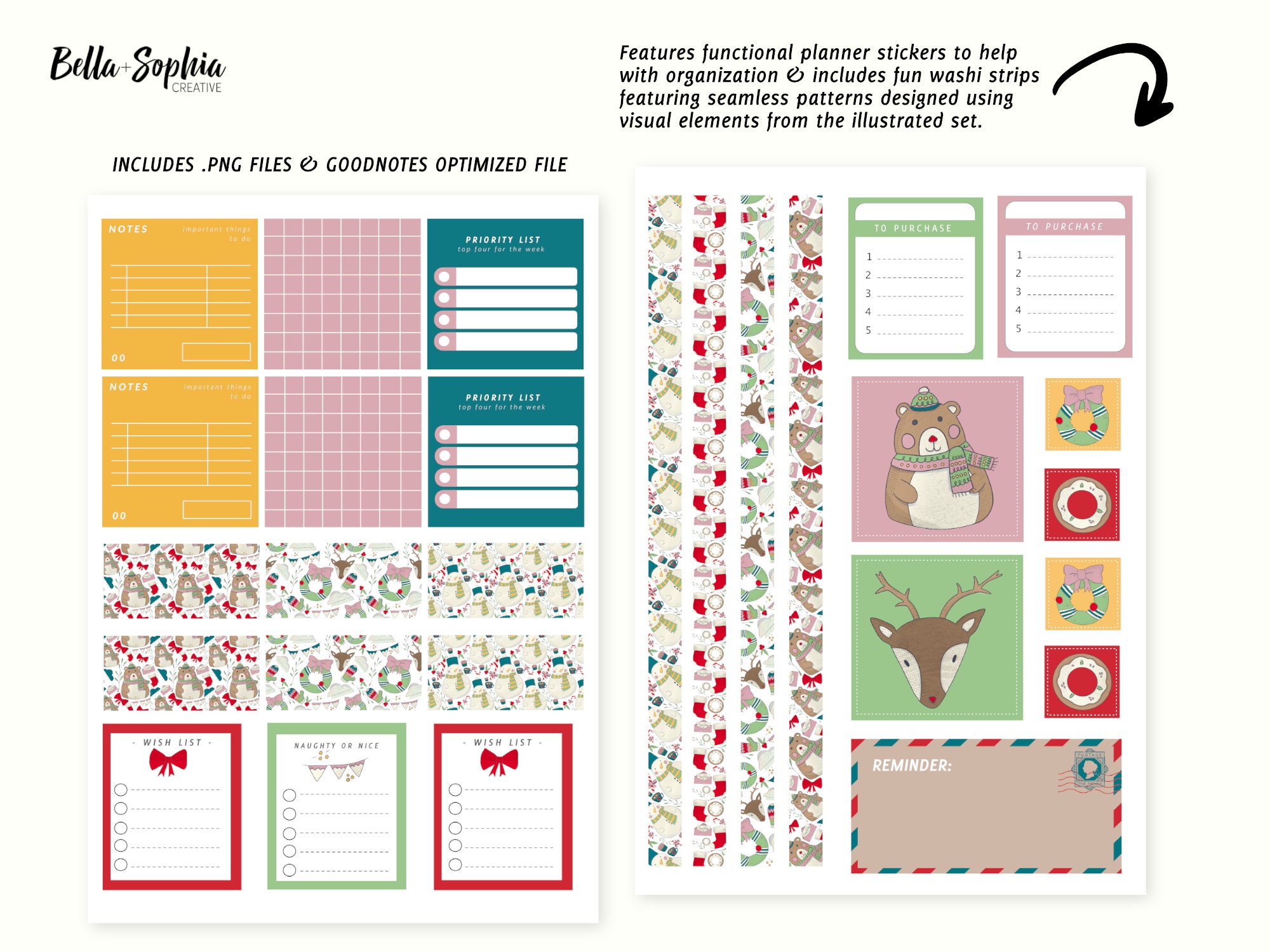 Holiday Jollies Digital Sticker 4-pack for Planners and Scrapbooking ...