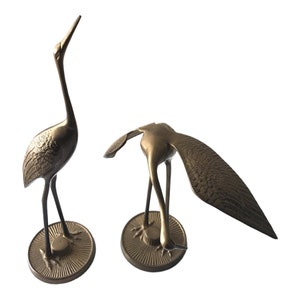 Vintage 12” Brass Crane Figurines- A Pair | Leonard Silver Co. Brass ...