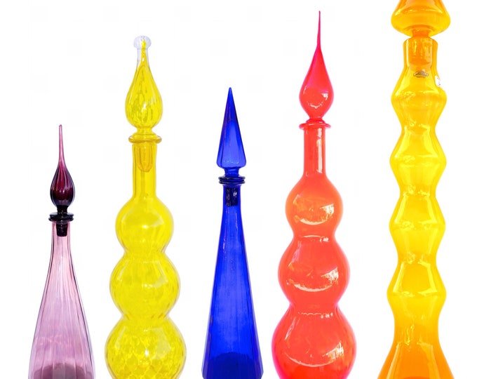 BLENKO|• #587 Spool Decanter | 24”yellow/jonquil Blown Art Glass ...