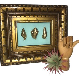 Vintage Gold Ornate Framed Genuine Gold Dipped Seashells Boho Chic ...