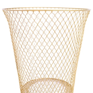 GOLD Metal Diamond Mesh Wastebasket Industrial Wire Trash Can Planter ...