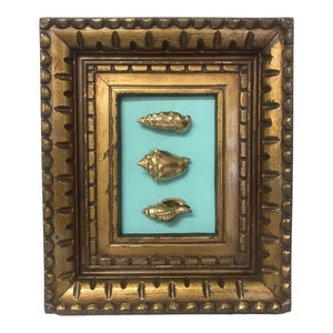 Vintage Gold Ornate Framed Genuine Gold Dipped Seashells Boho Chic ...