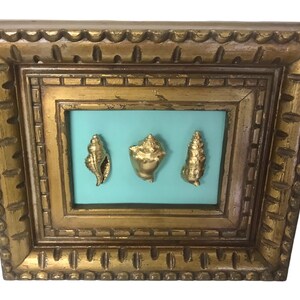 Vintage Gold Ornate Framed Genuine Gold Dipped Seashells Boho Chic ...
