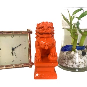 6.5 Hermès Orange Foo Dog Statue Male Guardian Lion - Etsy