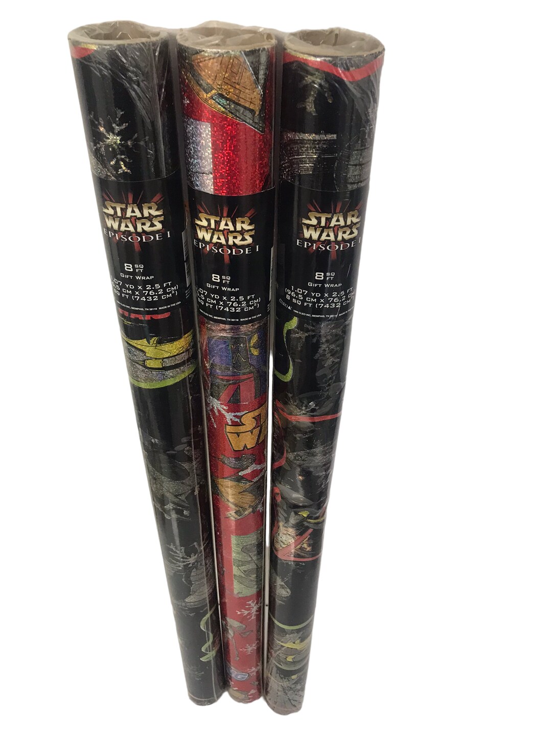 90’s STAR WARS Episode One Wrapping Paper Rolls X3 NOS Sparkle Foil 8 ...