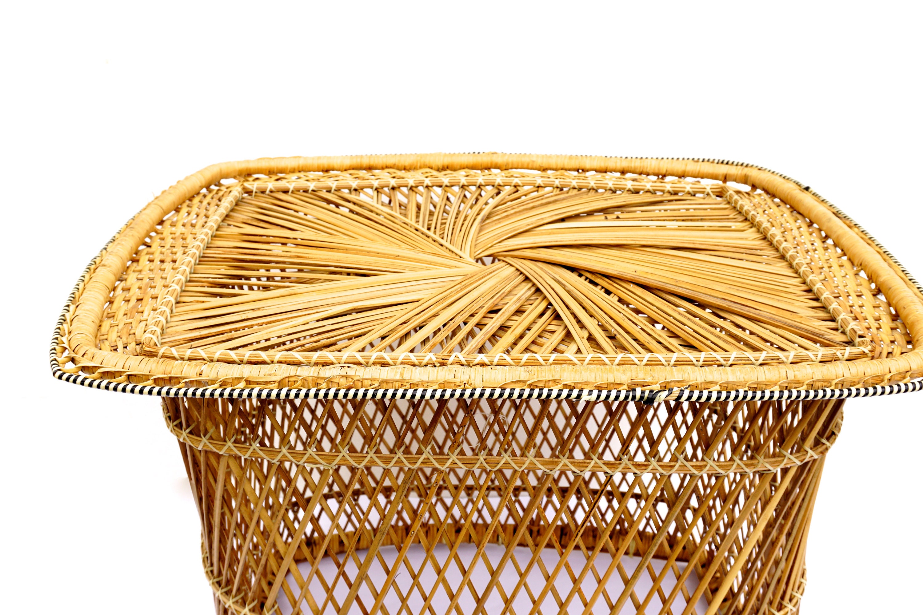 Vtg Mid-century Woven Rattan Cocktail Table Natural Organic | Etsy