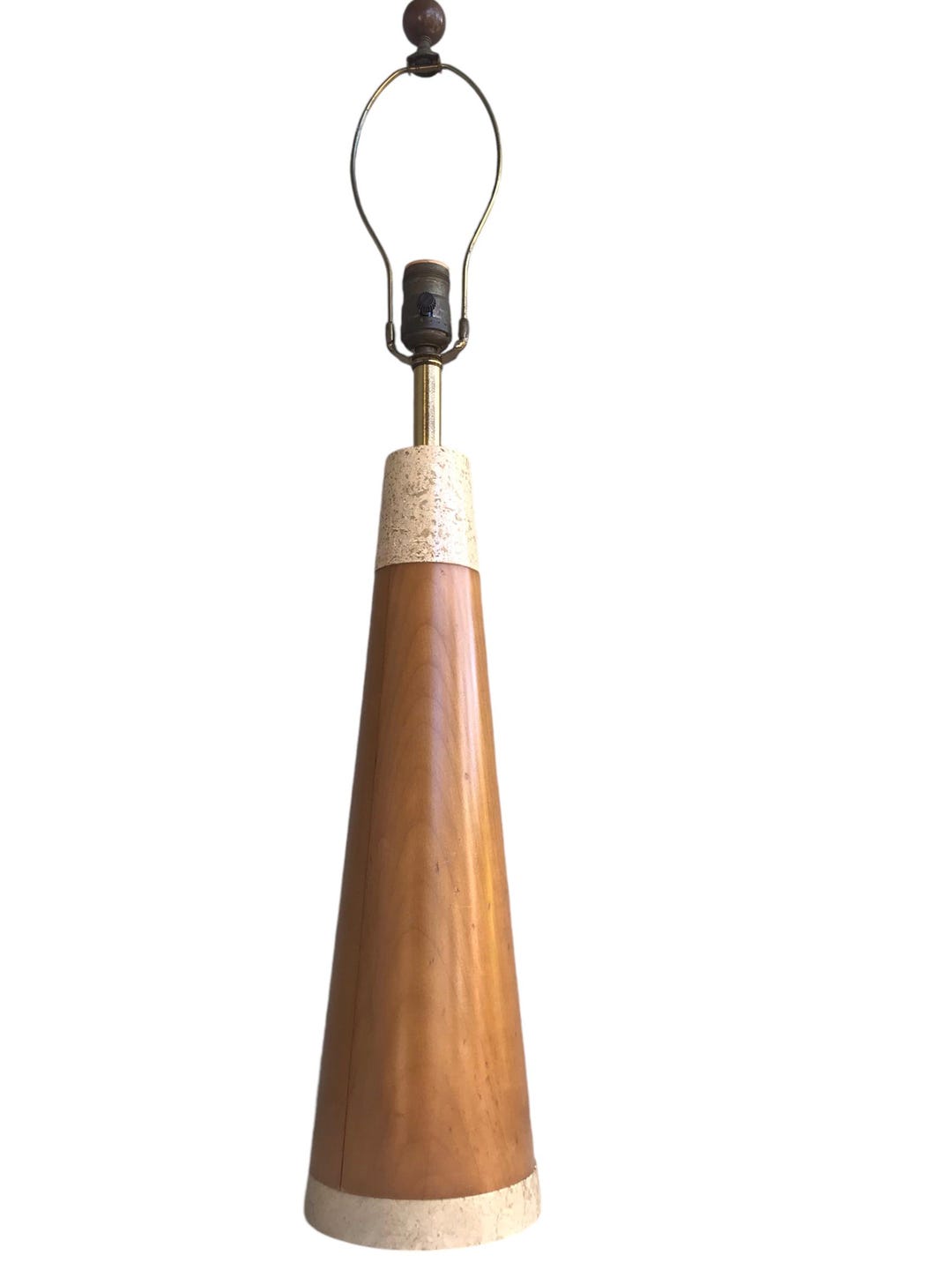 Vintage Scandinavian Teak & Marble Cone Shaped Table Lamp | Stately Mid ...