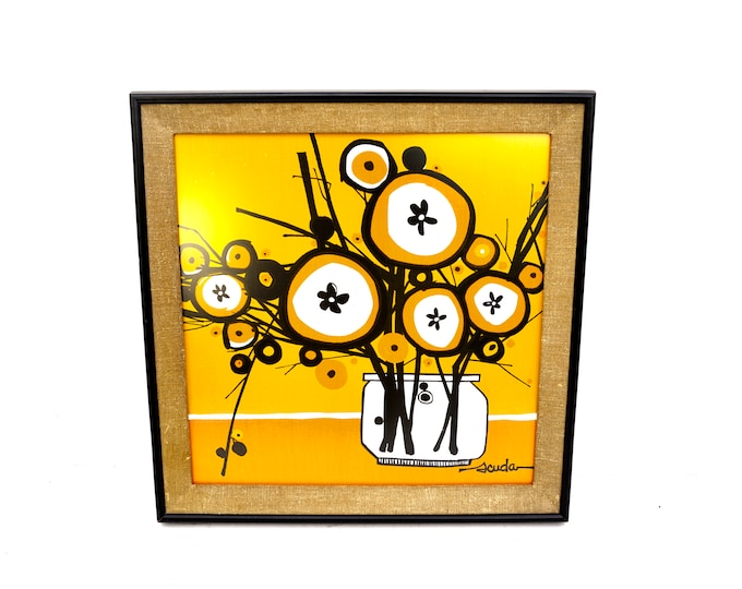Mid-century Bob Van Allen | Scuda Framed Textile Artwork Vintage 1970's ...