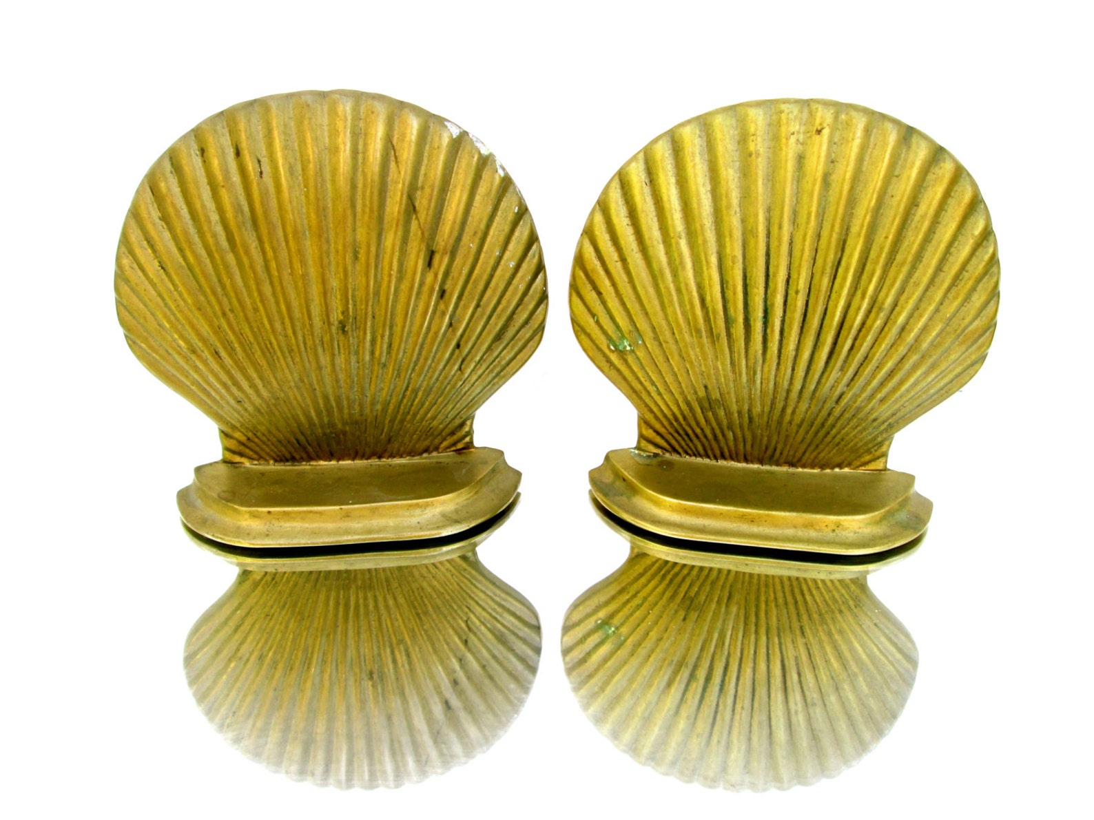 Brass Sea Shell Bookends Vintage Tropical Chic / Nautical / | Etsy