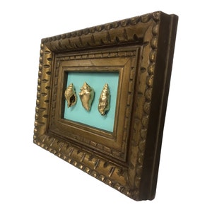 Vintage Gold Ornate Framed Genuine Gold Dipped Seashells Boho Chic ...