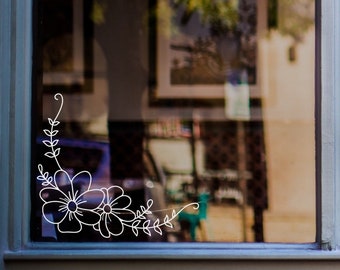 Floral Window Decal Corner Window Sticker Shop Home Window - Etsy