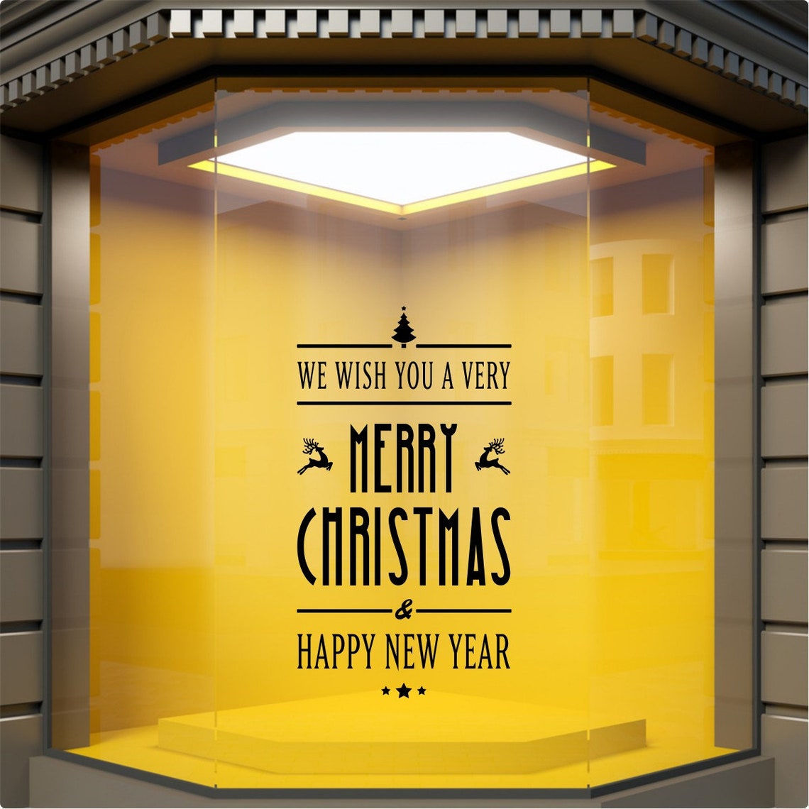 Christmas Window Decal Large Window Sticker Xmas Shop | Etsy