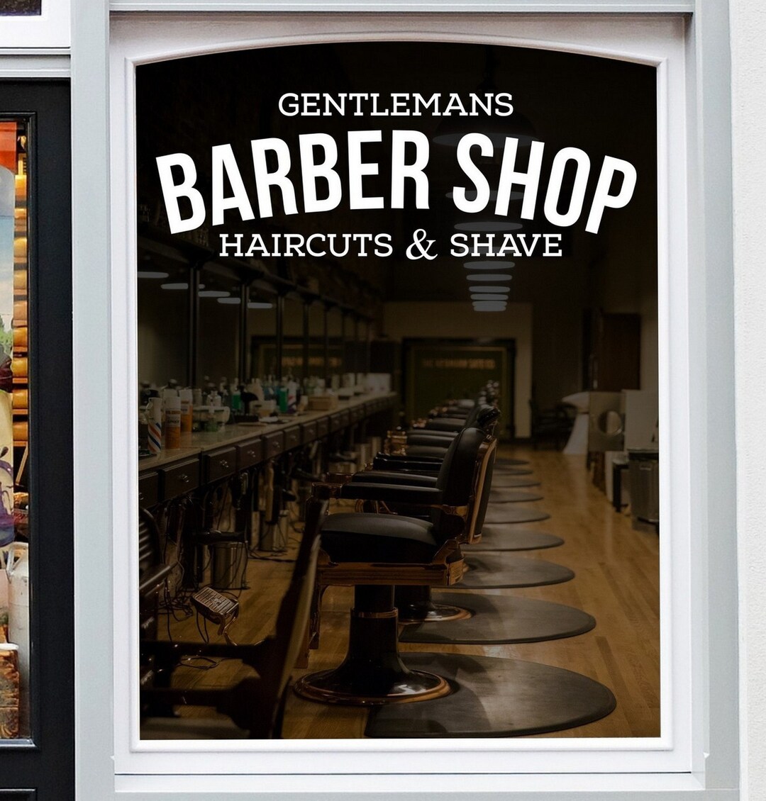 Gentlemans Barbershop Window Sticker Barbershop Window Decal Display - Etsy