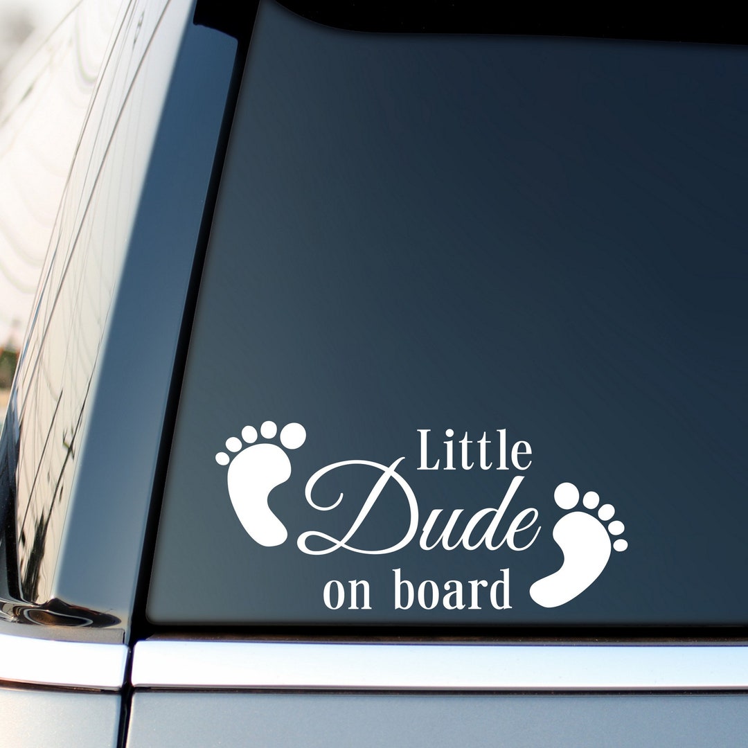 Little Dude on Board Car Sticker Window Bumper Fun Funny Children Kid ...