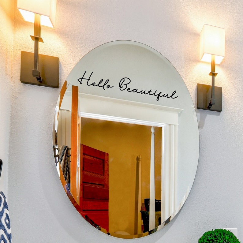 Hello Beautiful Sticker Mirror Decal Mirror Sticker - Etsy UK