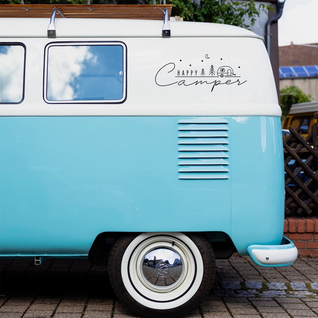 Happy Camper Sticker Large Caravan Motorhome Camping Adventure Stickers ...