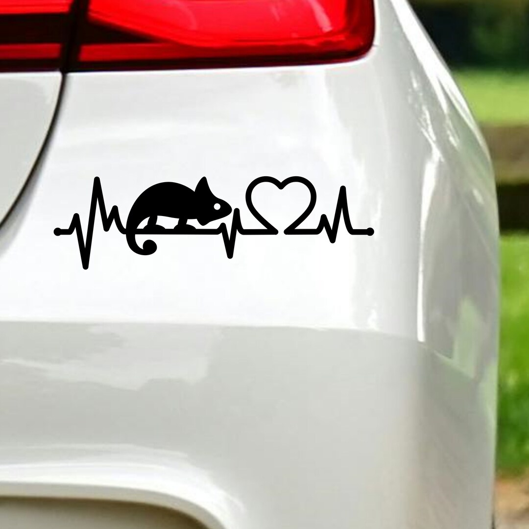 Chameleon Heartbeat Sticker Car Window Bumper Reptile Lizard Vinyl ...
