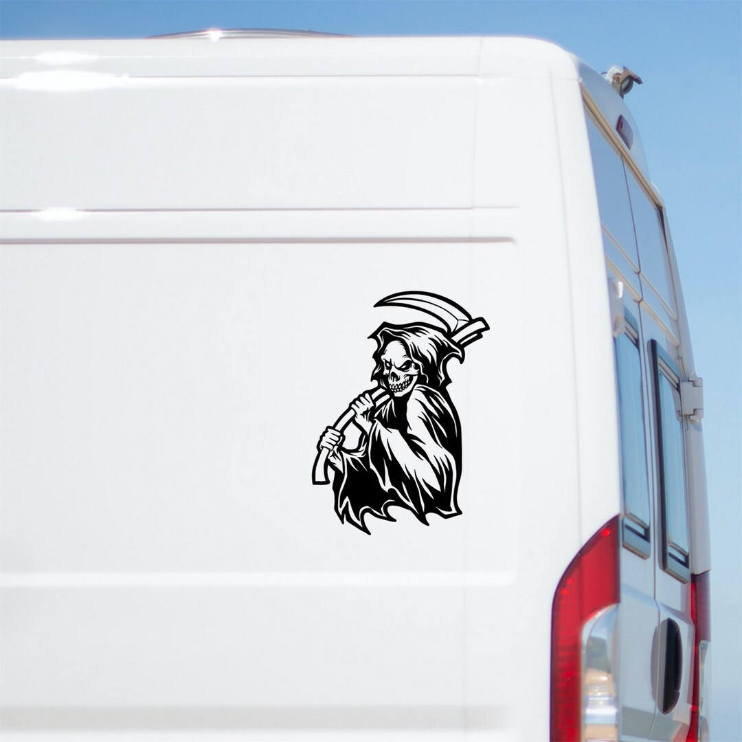 Grim Reaper Scythe Skull Skeleton Sticker Large Caravan Motorhome ...