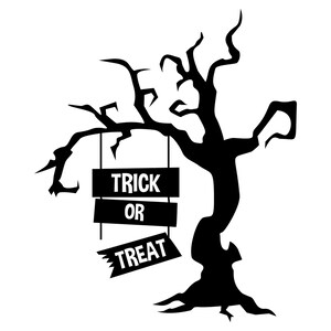 Halloween Window Sticker Trick or Treat Sign Creepy Tree Decal Home ...