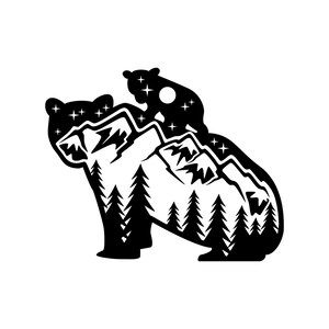 Mountains Forest Bears Large Sticker Mountain Bear Car Van Camper ...