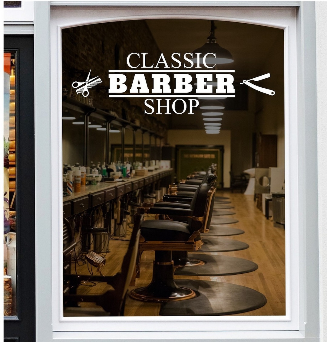Classic Barber Shop Window Sticker Barbershop Window Decal Display - Etsy