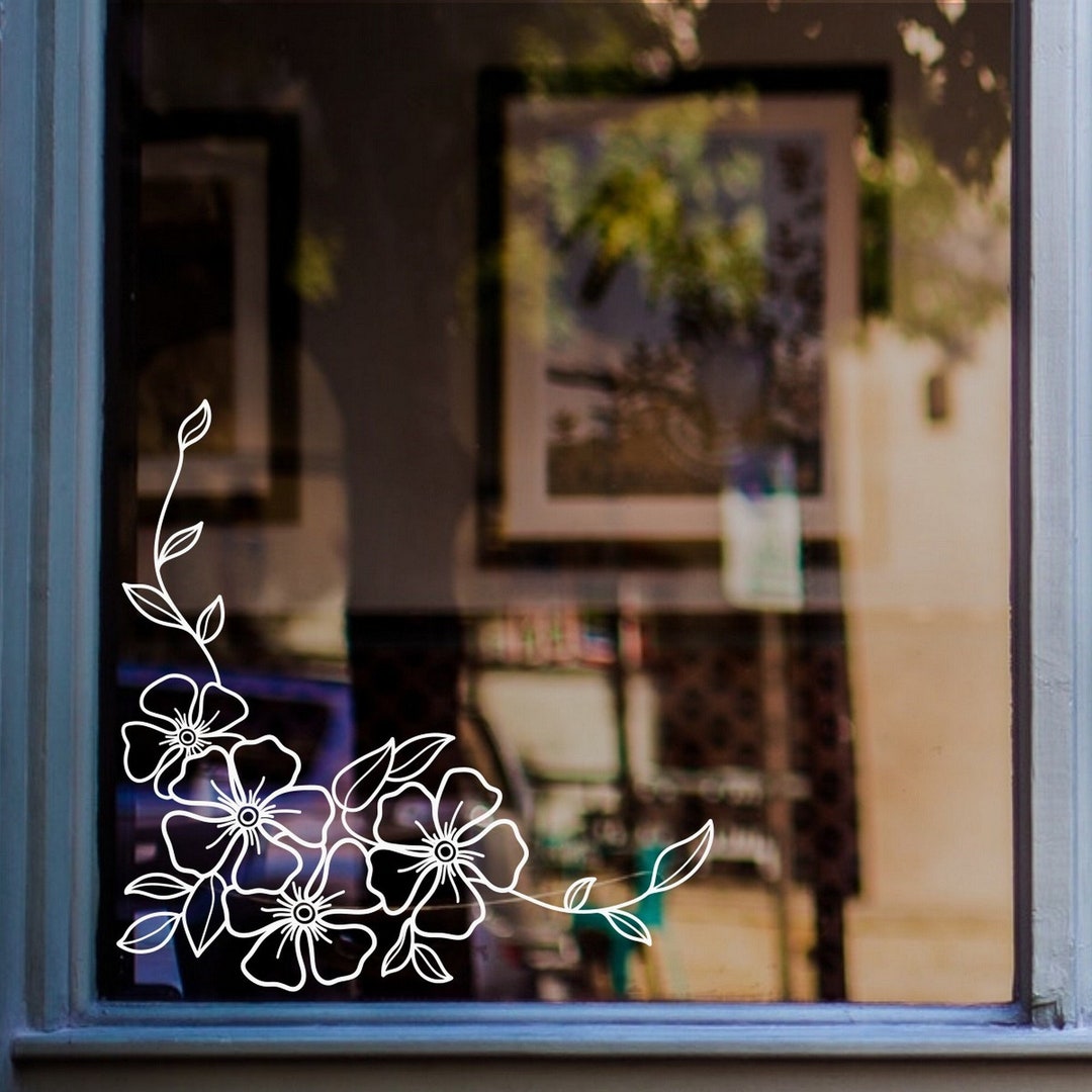 Floral Window Sticker Shop Window Decal Home Window Stickers Flower ...