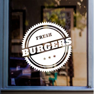 Fresh Burgers Window Sticker Fast Food Take Away Kebab Shop Café ...