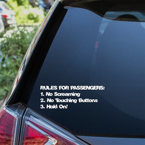 Rules for Passengers Car Sticker Funny Window Bumper JDM Vinyl Decal - Etsy