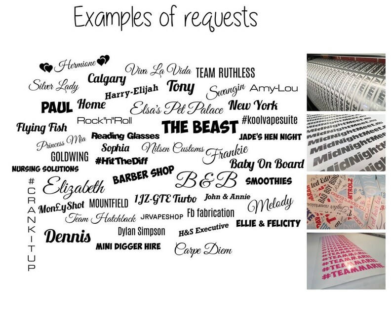 Custom Car Stickers Personalised Name Lettering Vinyl Decals - Etsy