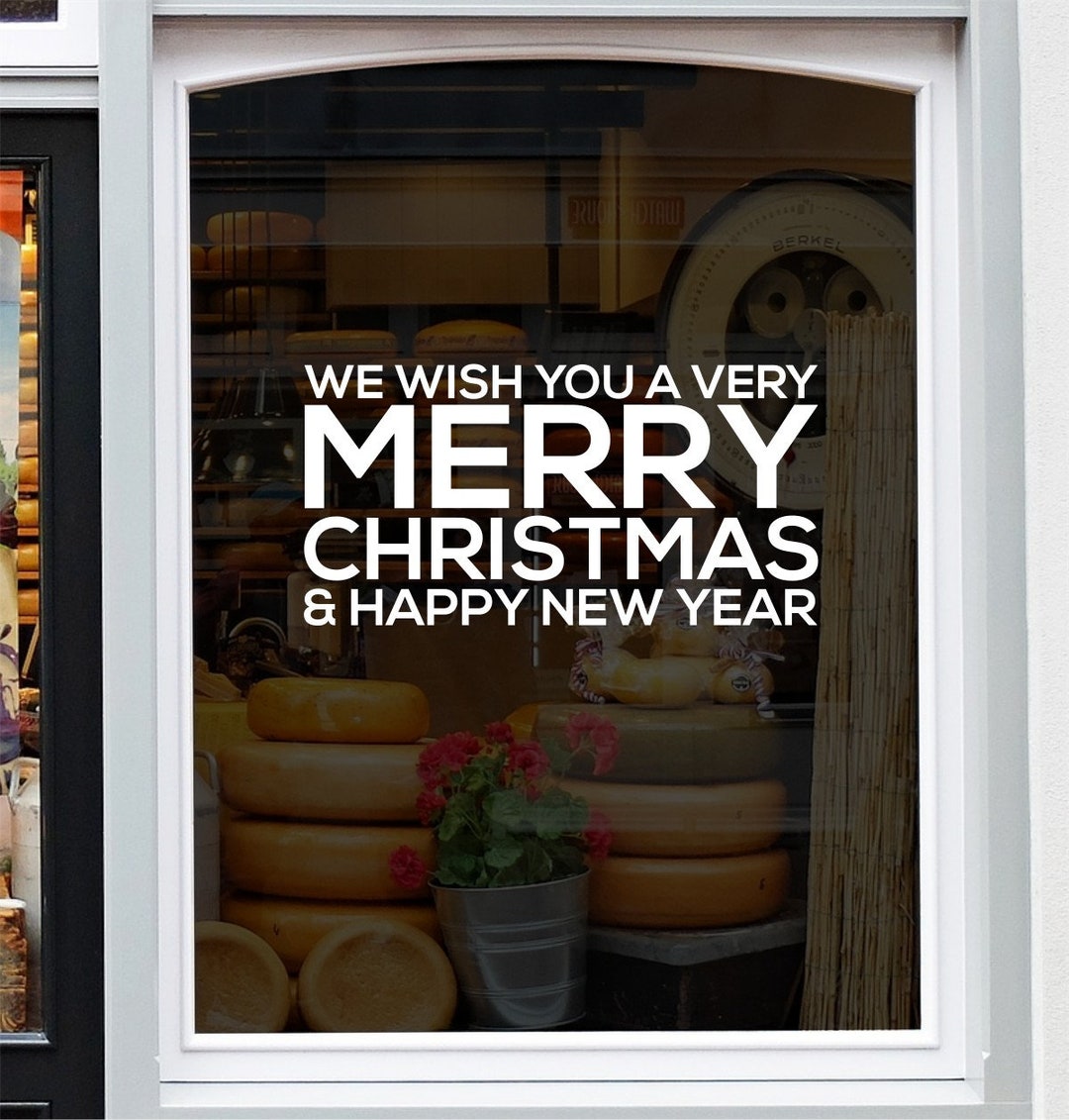 Merry Christmas and Happy New Year Window Sticker Xmas Shop Home ...