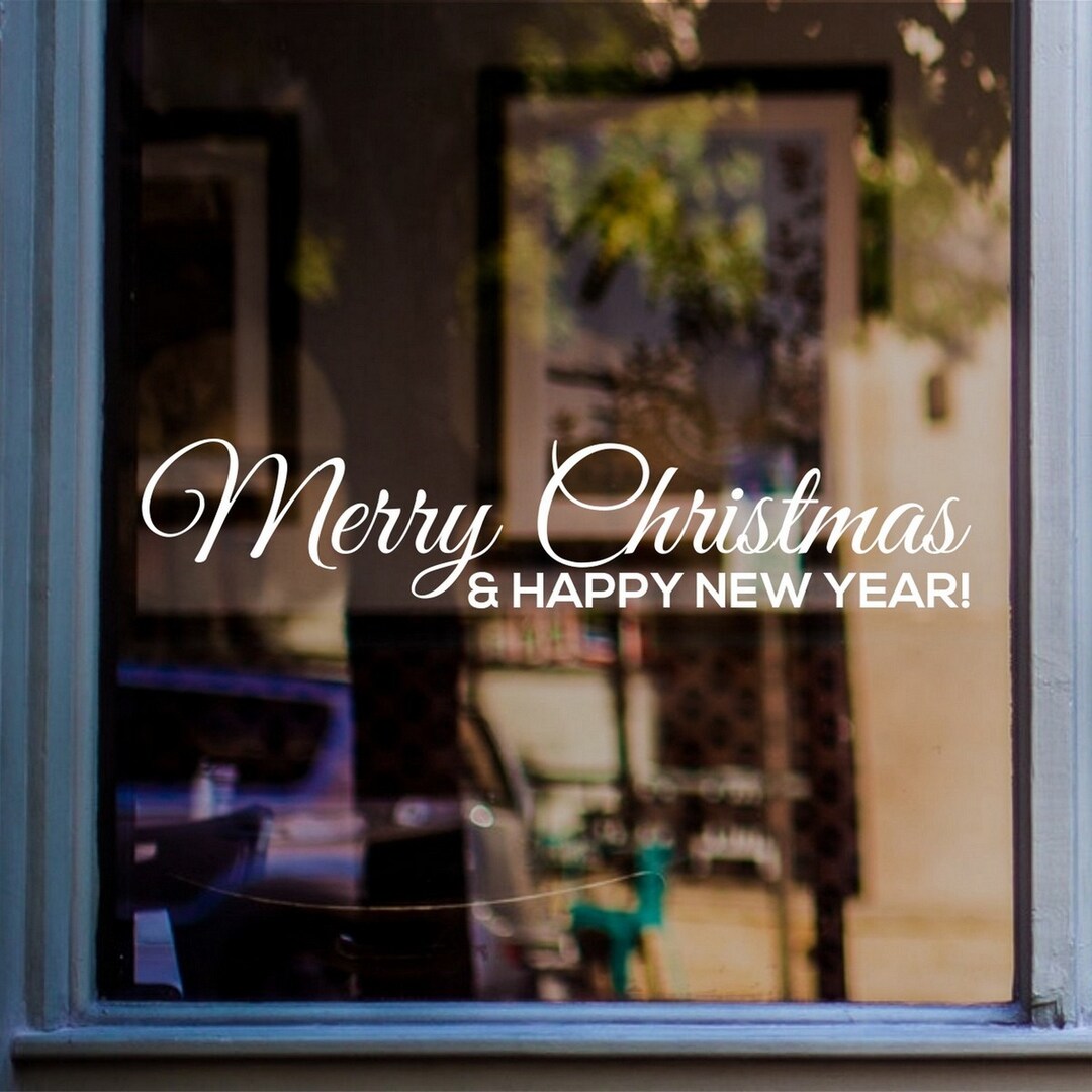 Merry Christmas and A Happy New Year Window Sticker Xmas Shop Home ...