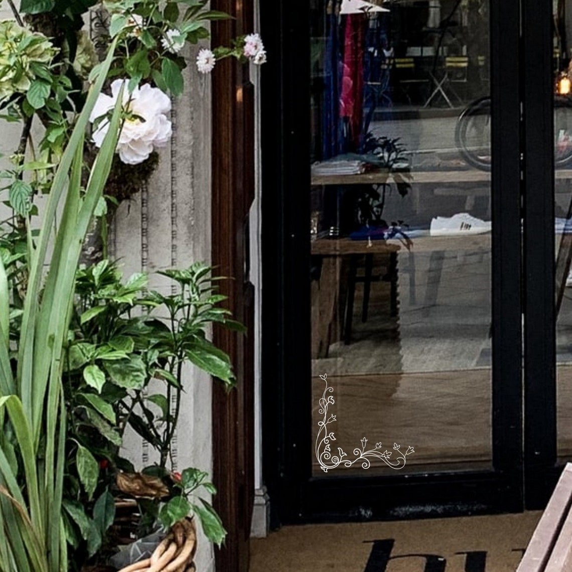 Floral Window Decal Corner Window Sticker Shop Home Window - Etsy