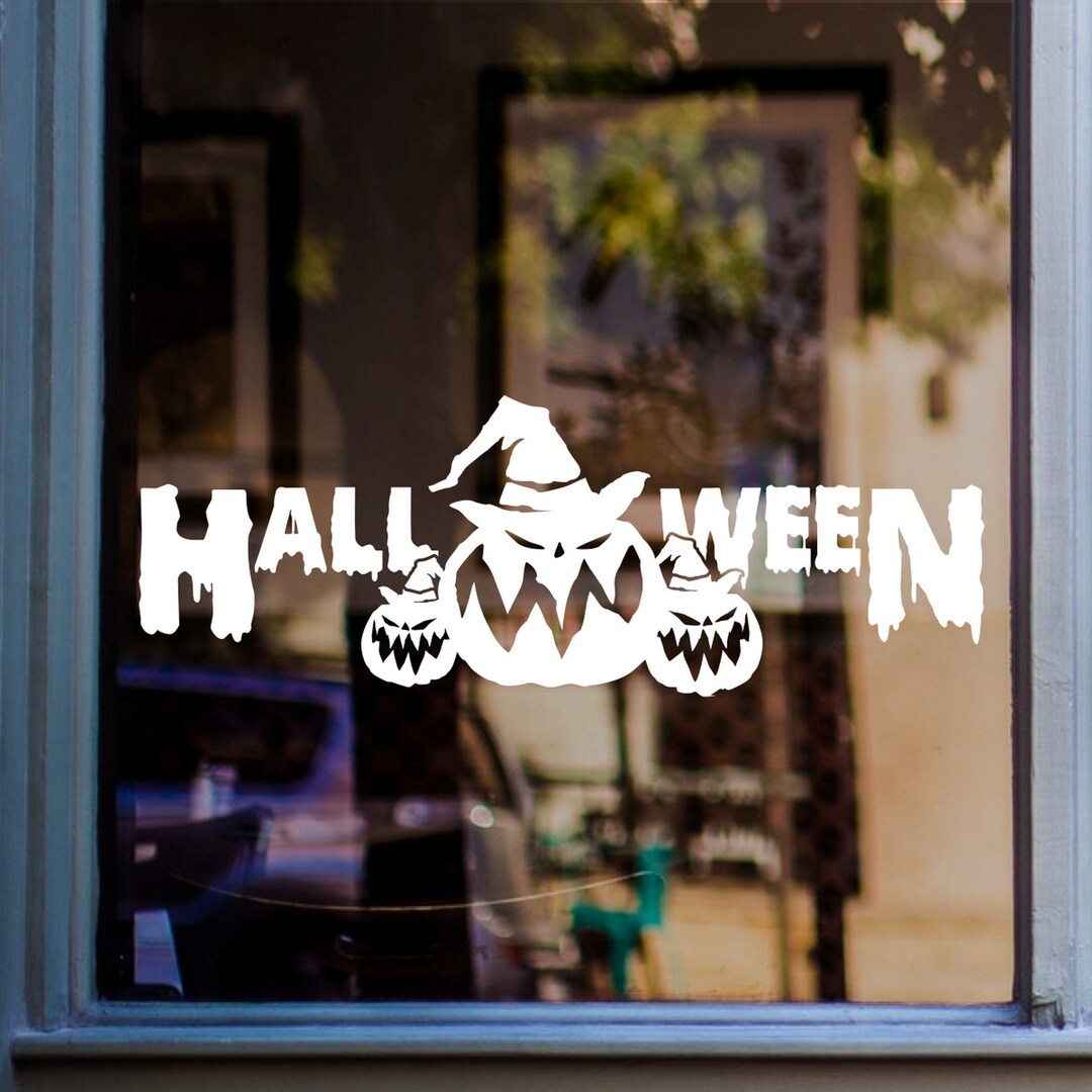 Happy Halloween Shop Window Sticker Halloween Pumpkins Decal Retail ...