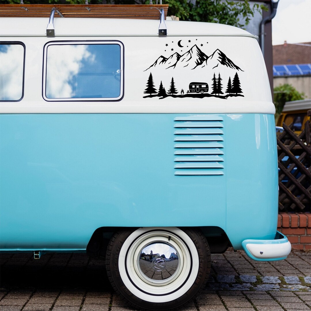 Camping Forest Mountain Scene Sticker Large Caravan Motorhome Stickers ...