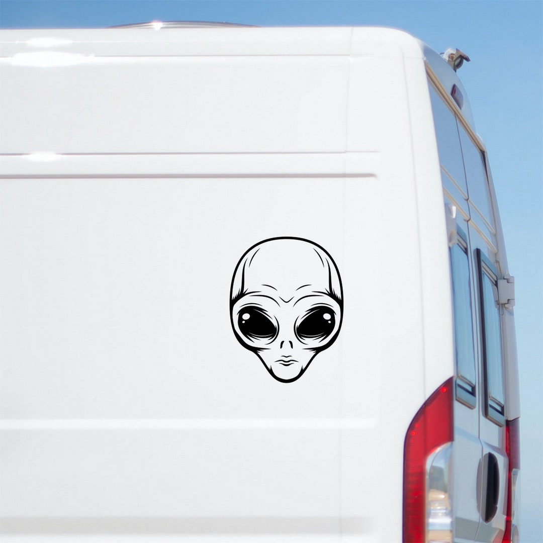 Alien Head Sticker, Aliens UFO Funny Caravan Motorhome Stickers, Truck ...