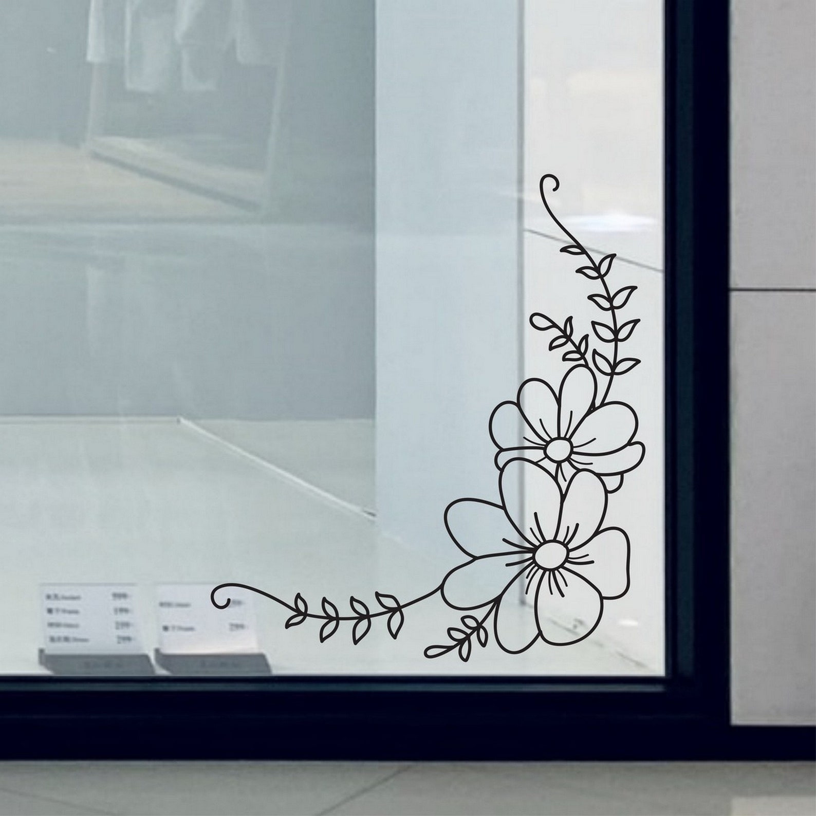 Floral Window Sticker Corner Window Decal Shop Home Window - Etsy