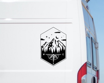 Mountain Compass Decal on an Adventure Car Bonnet Side Sticker Vinyl ...