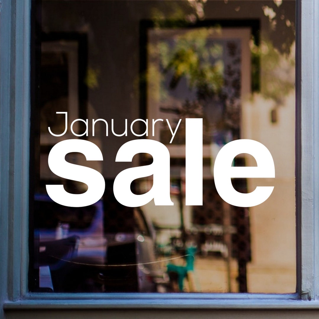 January Sale Shop Window Sticker Retail Display Store Front Vinyl Decal ...
