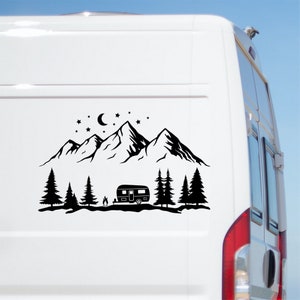 Camping Forest Mountain Scene Sticker Large Caravan Motorhome Stickers ...
