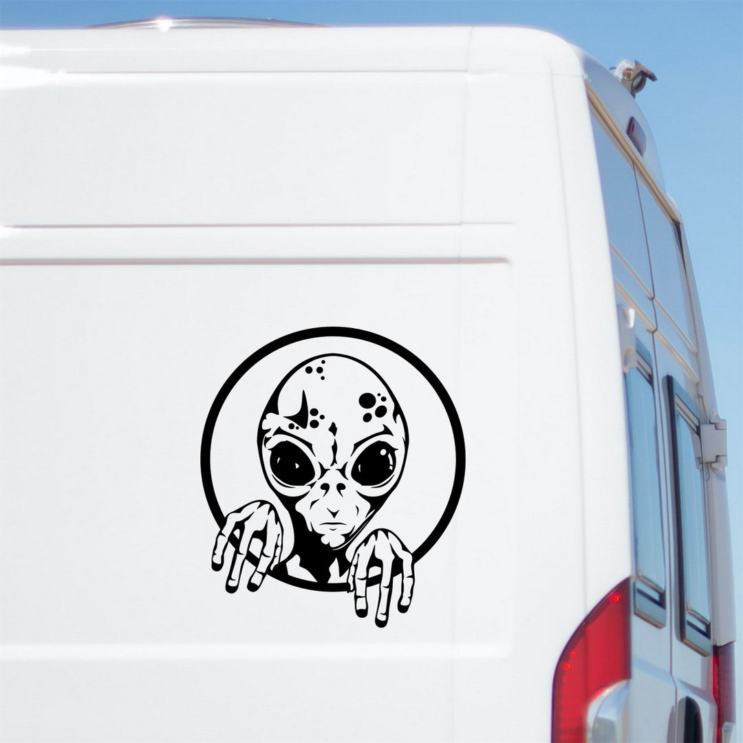Alien Head Sticker, Aliens UFO Funny Decal, Large Sticker for a Car Van ...