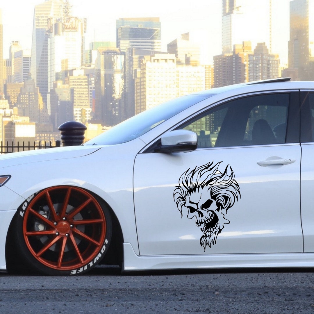 Skull Sticker Car Van Truck Lorry Large Vinyl Decal Vehicle Bodywork ...